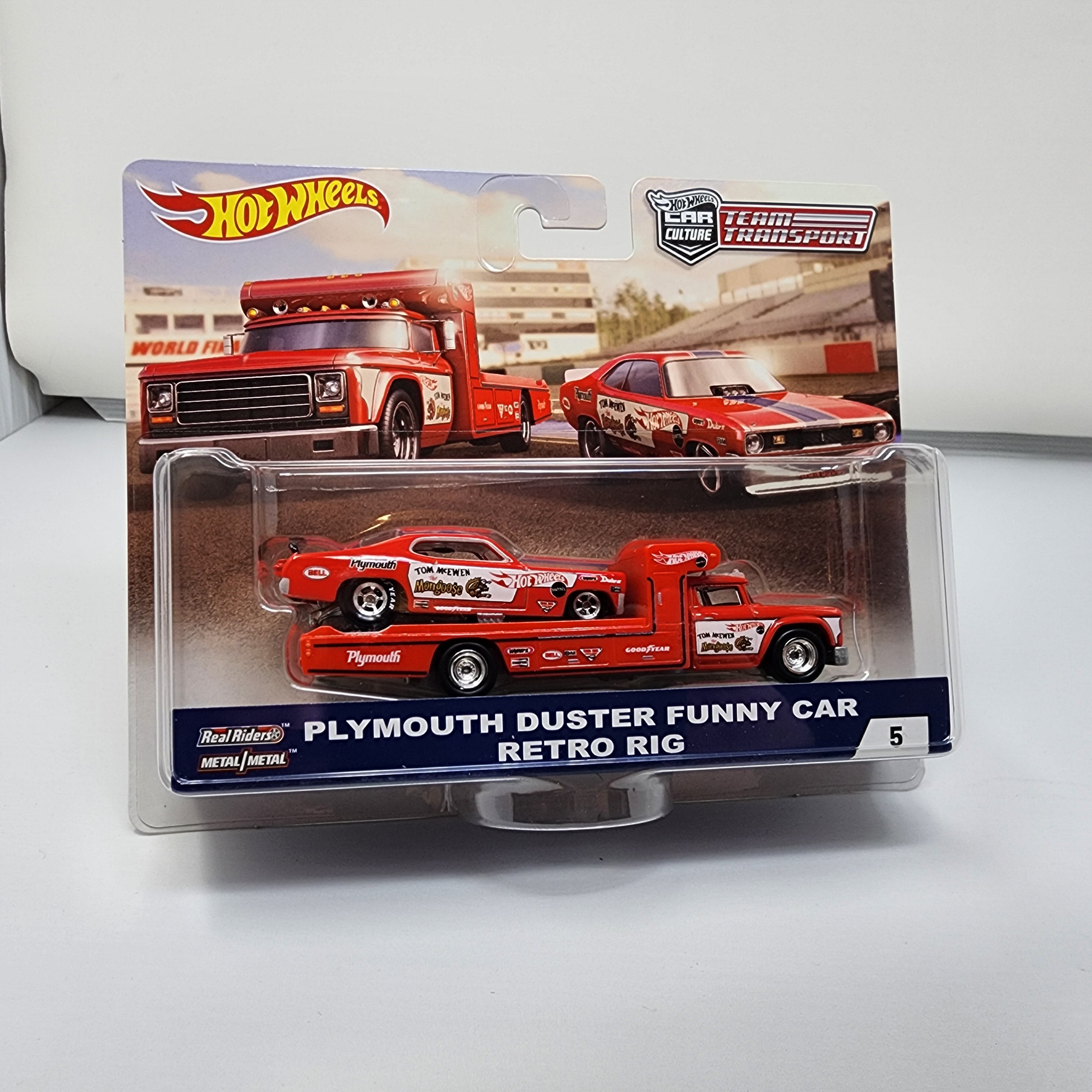 Plymouth Duster Funny Car & Retro Rig * Hot Wheels Team Transport Car ...