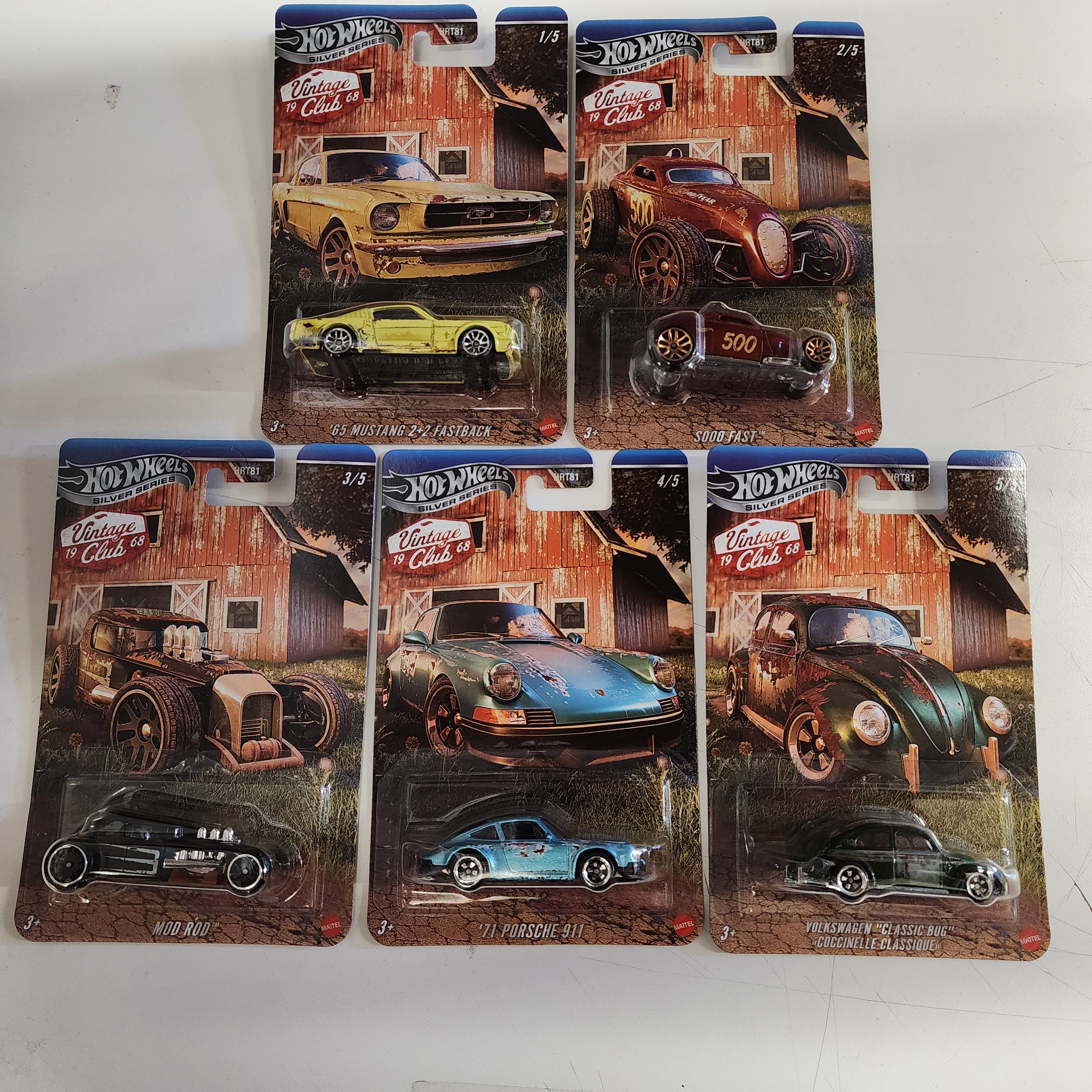 Barn Find Complete 5 Car Set * 2026 Hot Wheels Silver Vintage Club * C ...