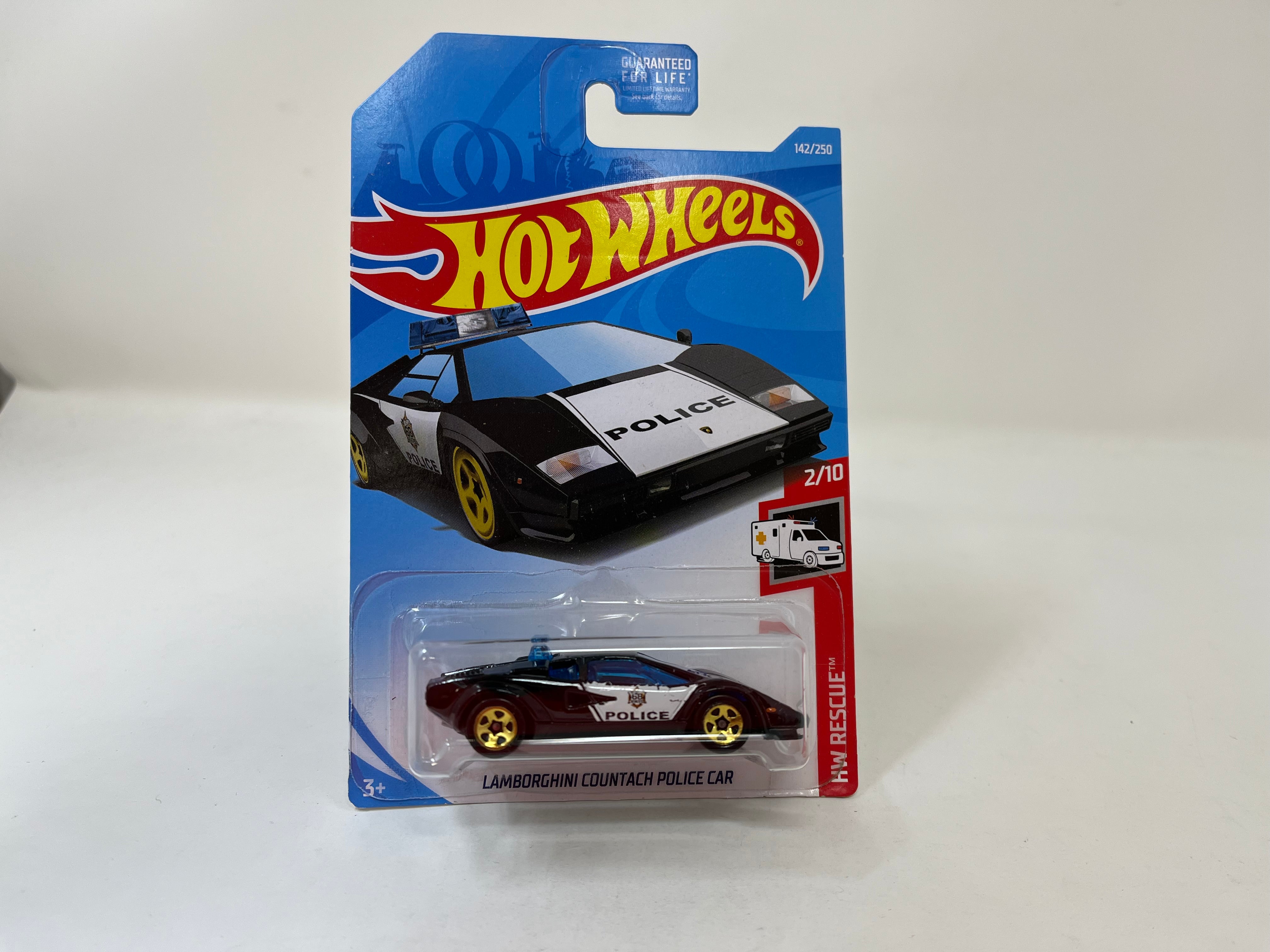 Lamborghini Countach Police Car #142 * BLACK * 2019 Hot Wheels USA Car ...